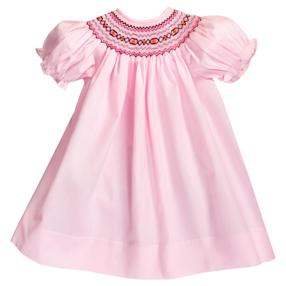 Addison Pink English Smocked Bishop – Rosalina Baby Boutique