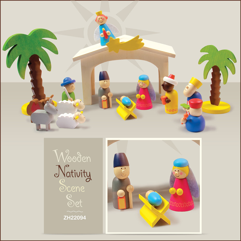 Wooden Colored Nativity Play Set – Rosalina Baby Boutique